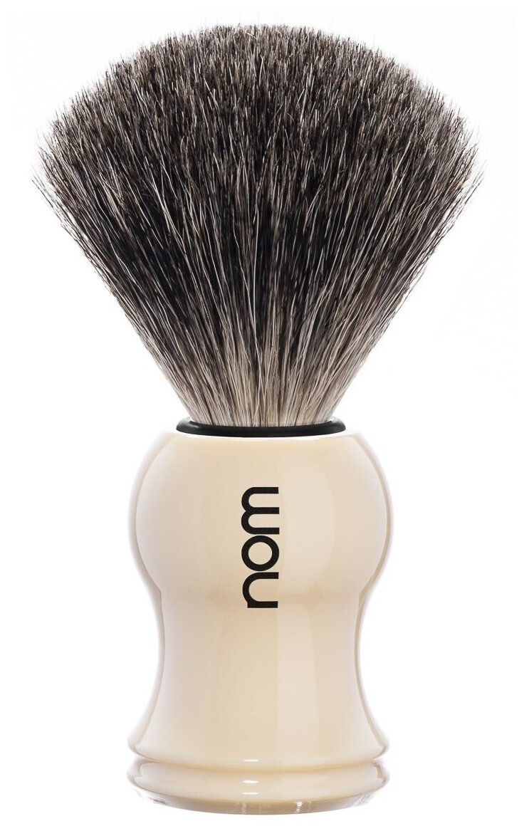Помазок NOM GUSTAV, натуральный барсучий ворс, кремовый пластик