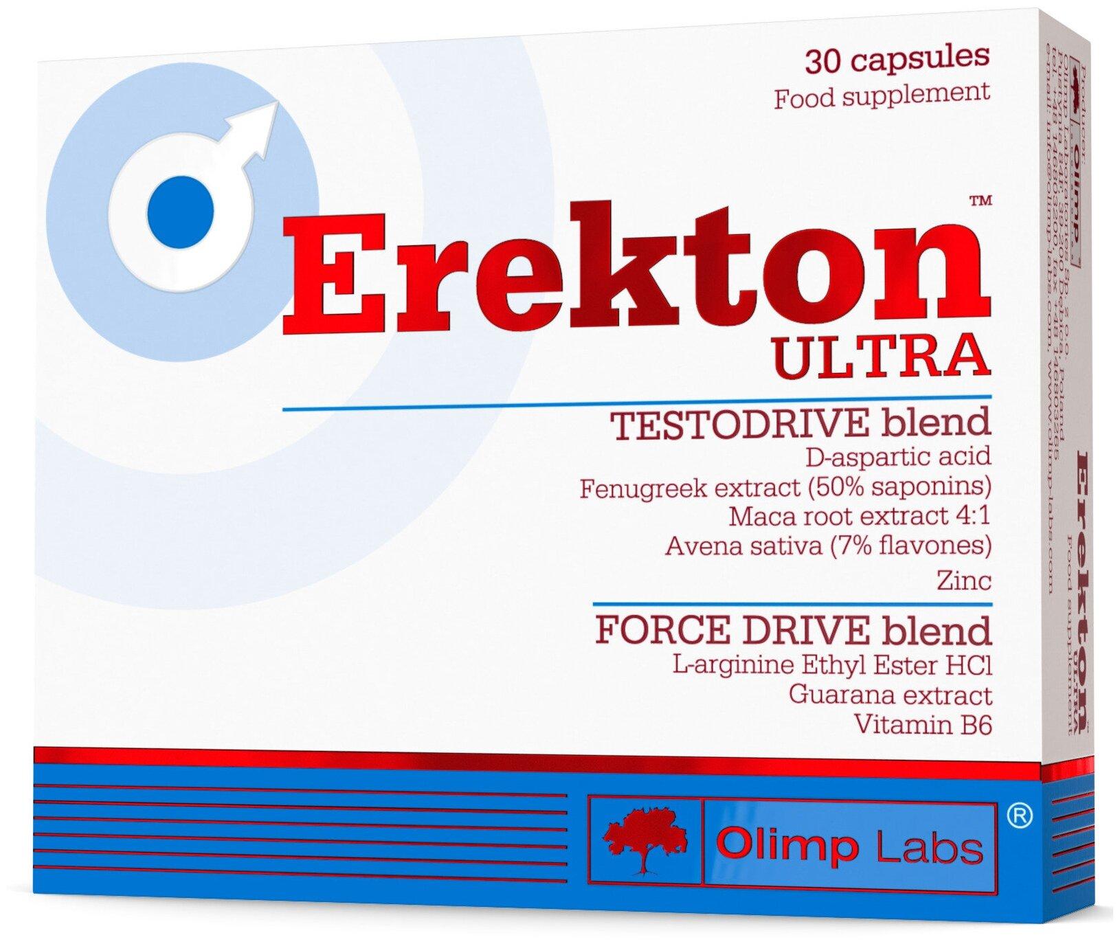 Витамины для мужчин , повышения либидо , потенции и уровня тестостерона , эрекции / Olimp Labs Erekton Ultra / 30 капсул