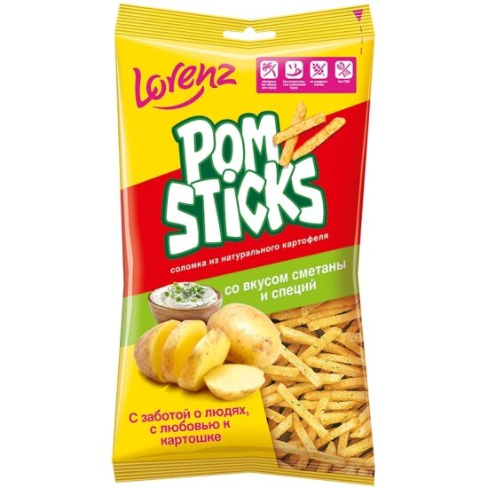 Картофельные чипсы соломкой Lorenz «Pomsticks» со вкусом сметаны и специй 100 г