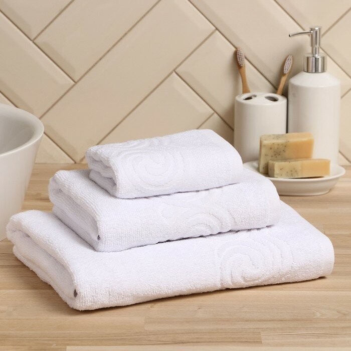 Полотенце махровое LoveLife "Border" 70х130 см, цвет белый, 100% хлопок, 380 гр/м2