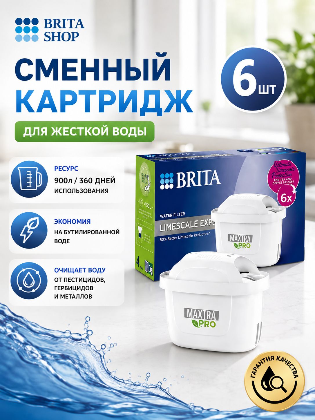 Картридж для фильтра воды BRITA MAXTRA+ Универсальный, сменный фильтр для кувшина, 6 шт