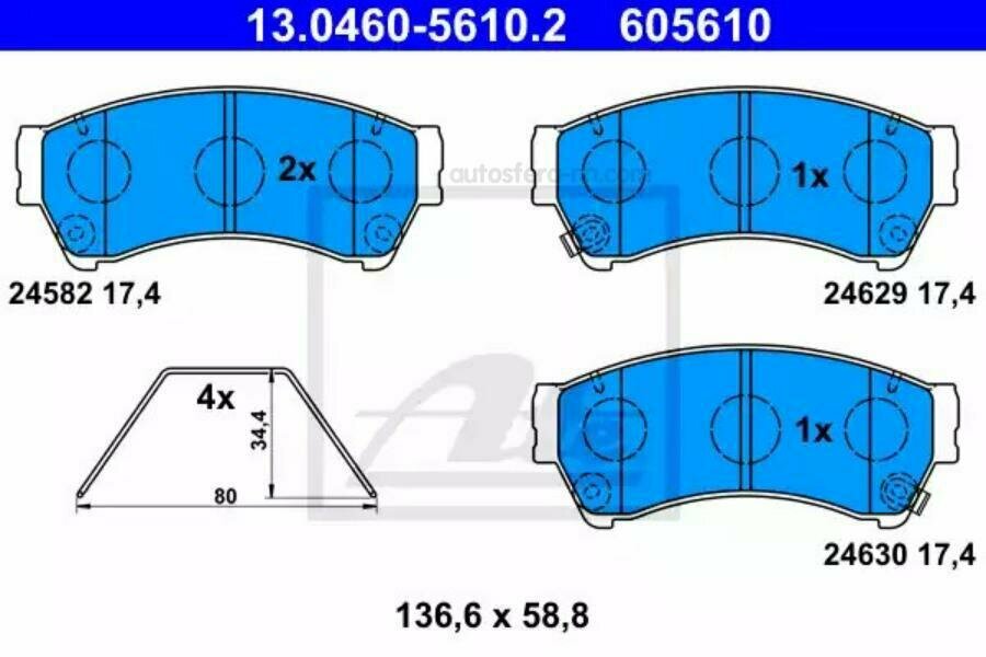 ATE 13046056102 13.0460-5610.2 FDB4062=D3146M-01 [GSYD3328ZA] ! колодки дисковые п.\ Mazda 6 1.8/2.0/2.5 07>