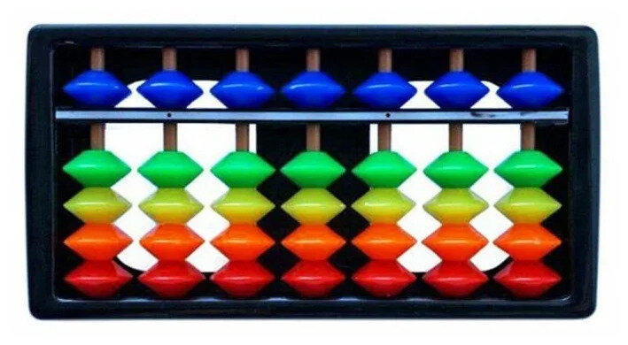 Счеты абакус 7 рядов, комплет 5 штук, цветные , Абакус 7 разрядные, 11,5*2*6см, Соробан, цветные кости