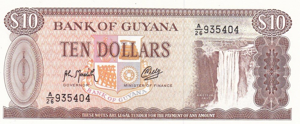 Гайана 10 долларов 1966-1992 гг. (№1)