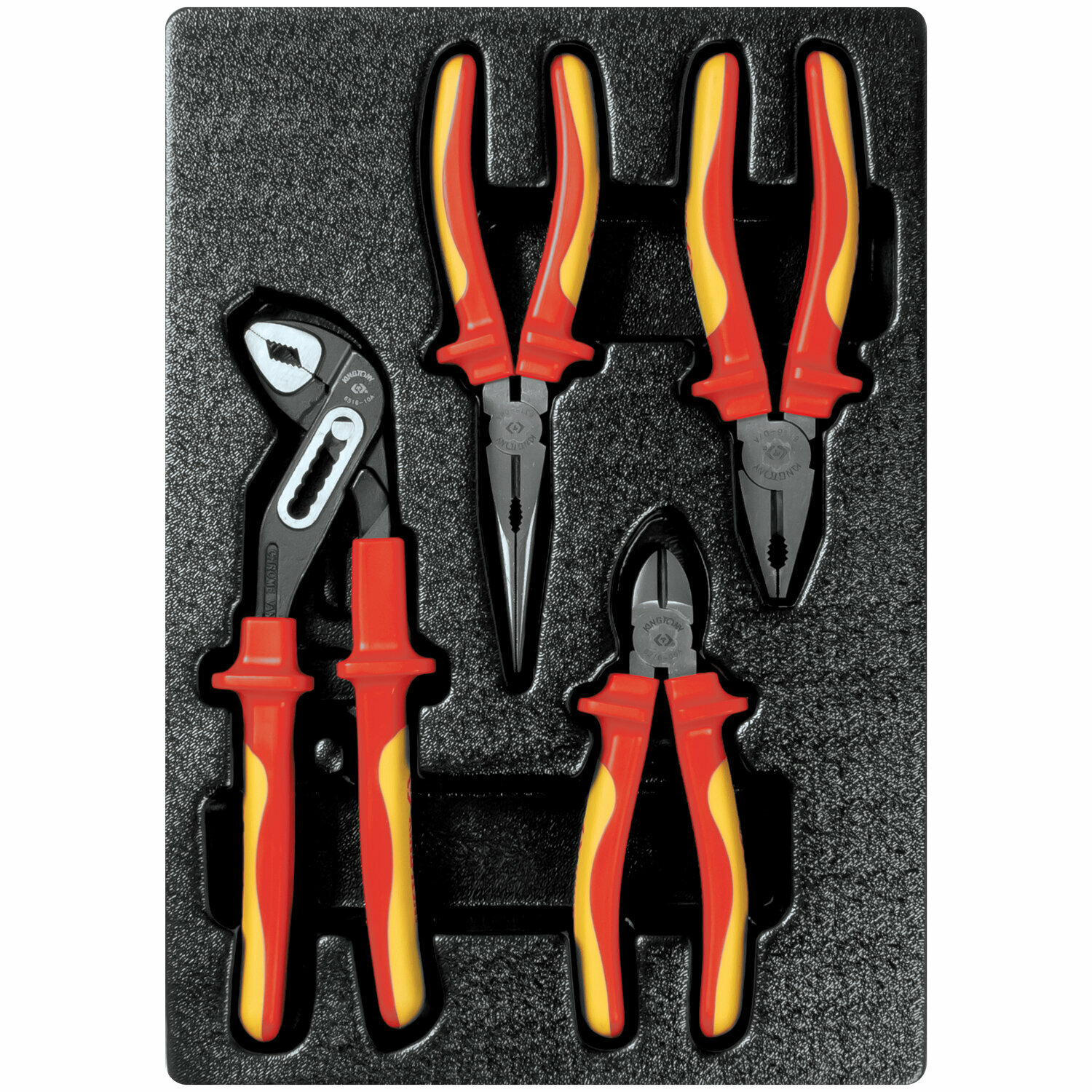 KING TONY Набор диэлектрических пассатижей и бокорезов, ложемент, 4 предмета 9-40604GP