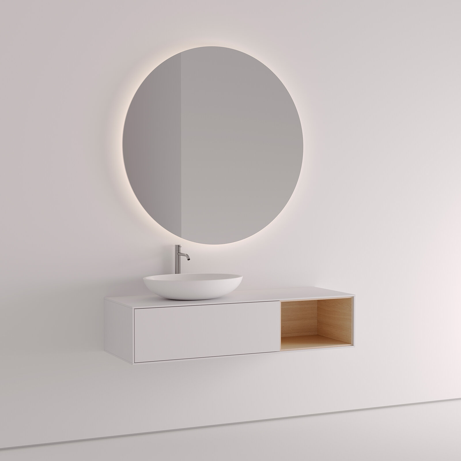 Дизайнерская тумба под 2 раковины 130 см. Vivomobili BIANCO ALASKA