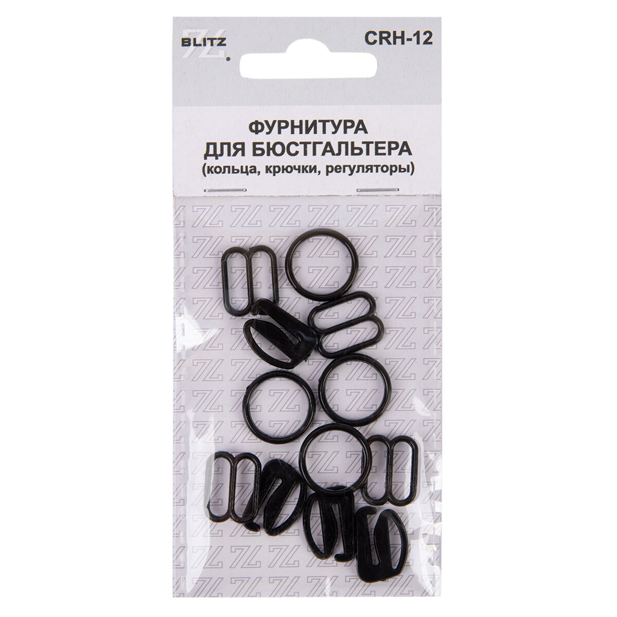 BLITZ CRH-12 Набор фурнитуры из пластика 12 мм, 12 шт, цвет 02 черный, компактный