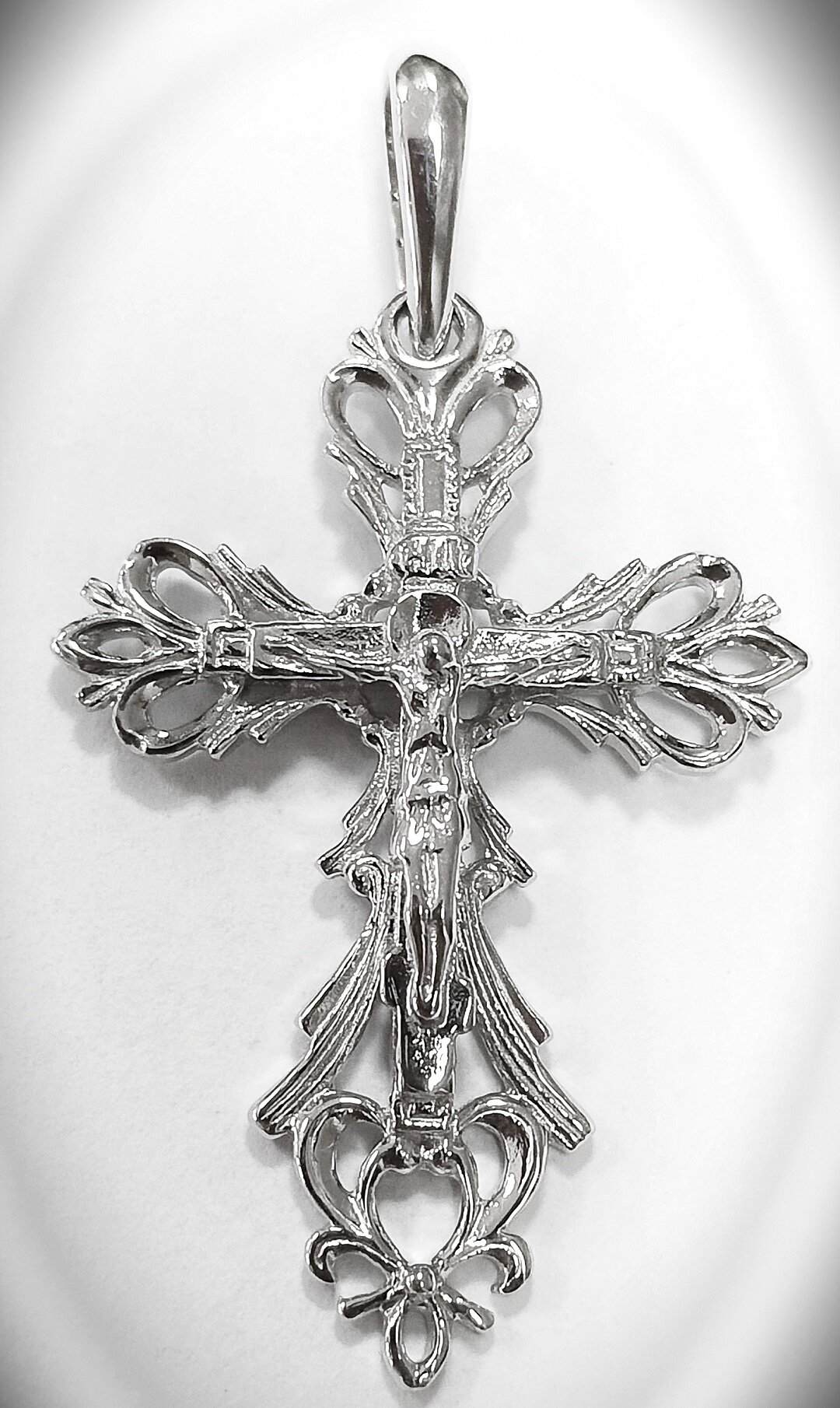Крестик, серебро, 925 проба, родирование