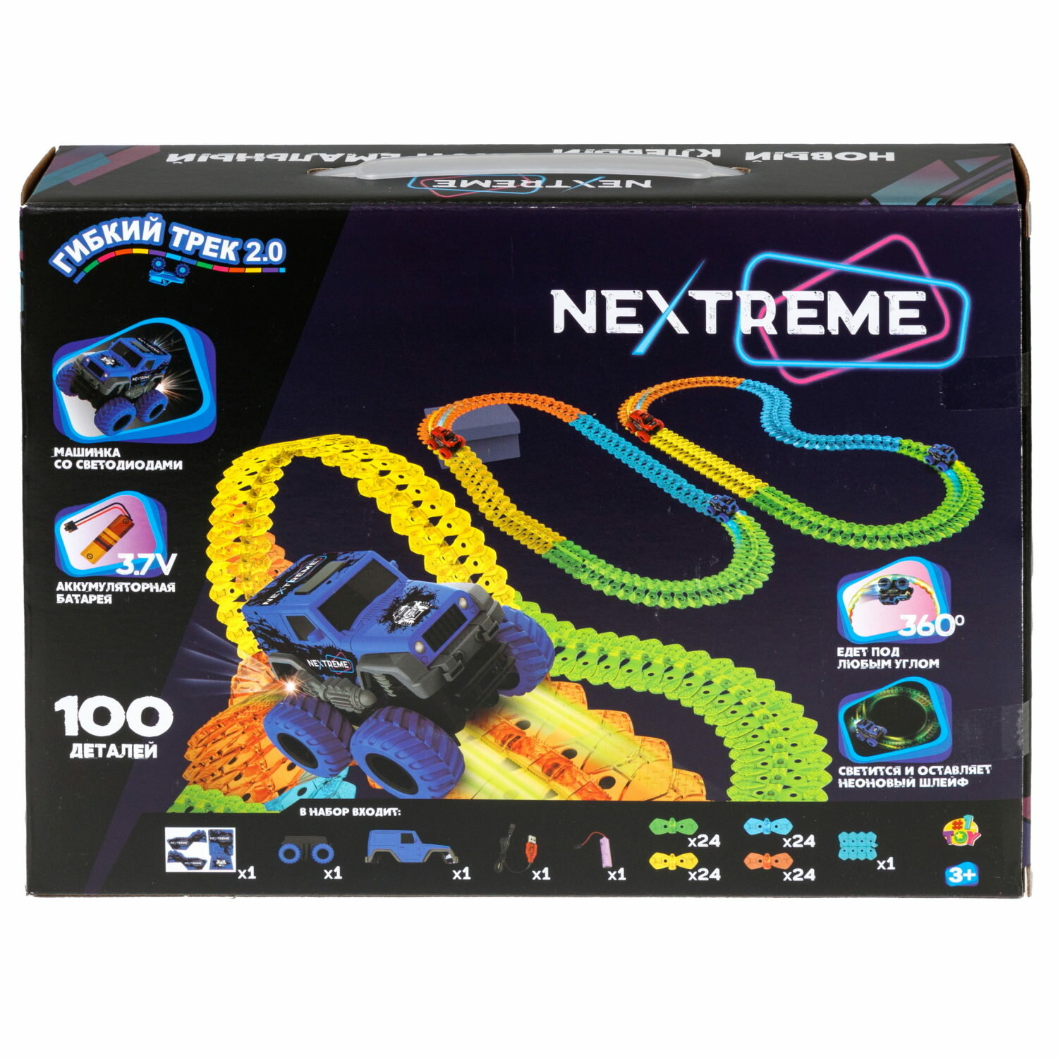 Гибкий трек 1TOY, NEXTREME 100 деталей, внедорожник на аккумуляторе, синий