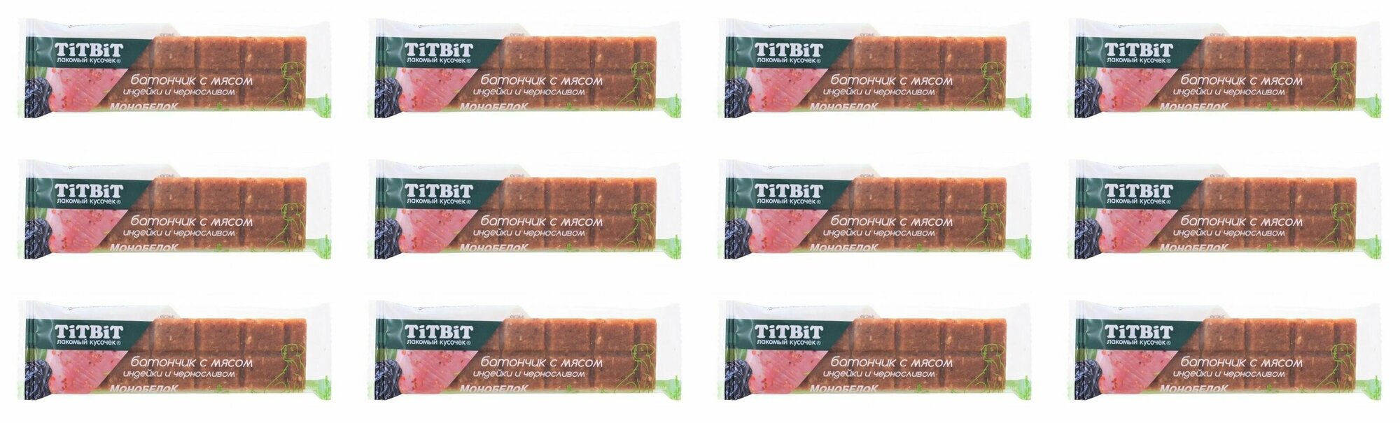 Titbit Лакомство для собак, батончик с мясом индейки и черносливом, 40 г, 12 шт.