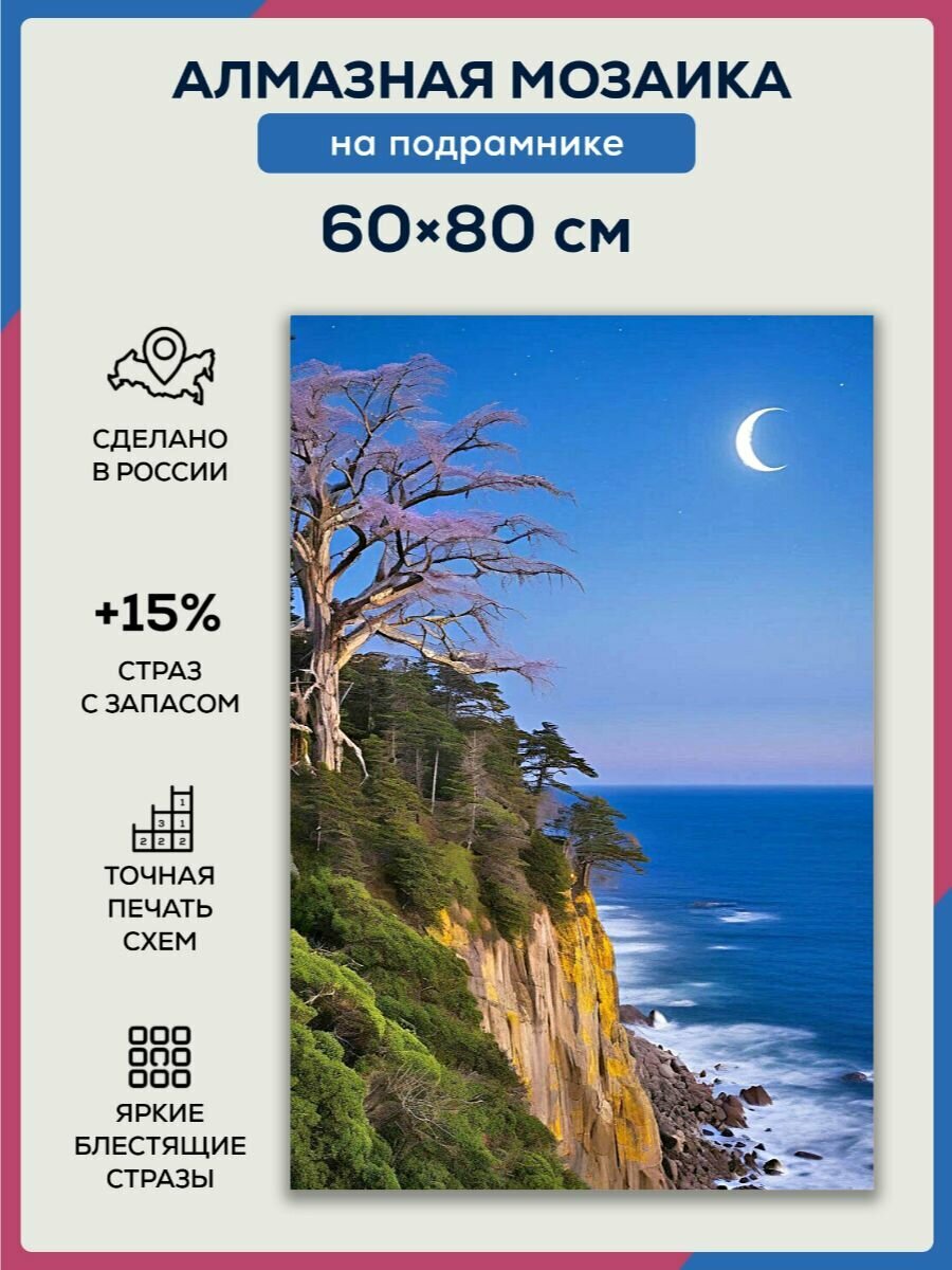 Алмазная мозаика 60x80 Ночной горный пейзаж на подрамнике