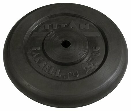 Диск для штанги TITAN, обрезиненный, d 31мм, 25кг, черный