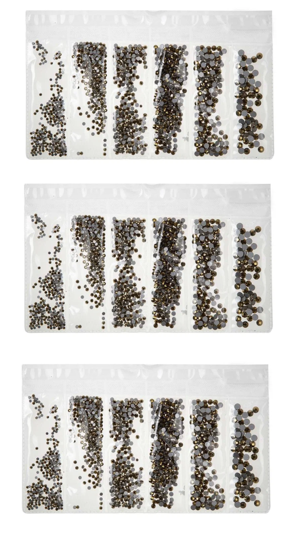 Набор страз для ногтей Nail Art, золотистый - 3 штуки