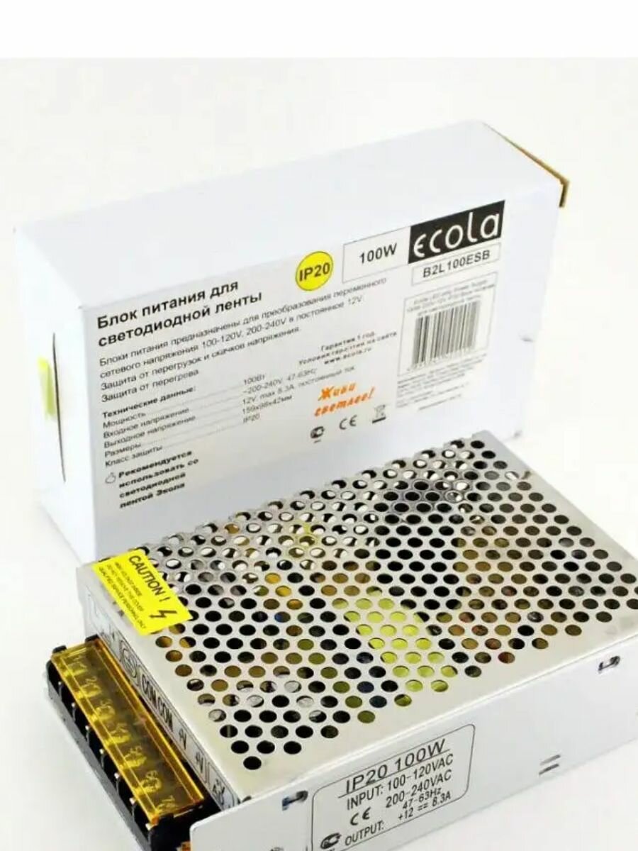 Ecola LED strip Power Supply 100W 220V-12V IP20 блок питания