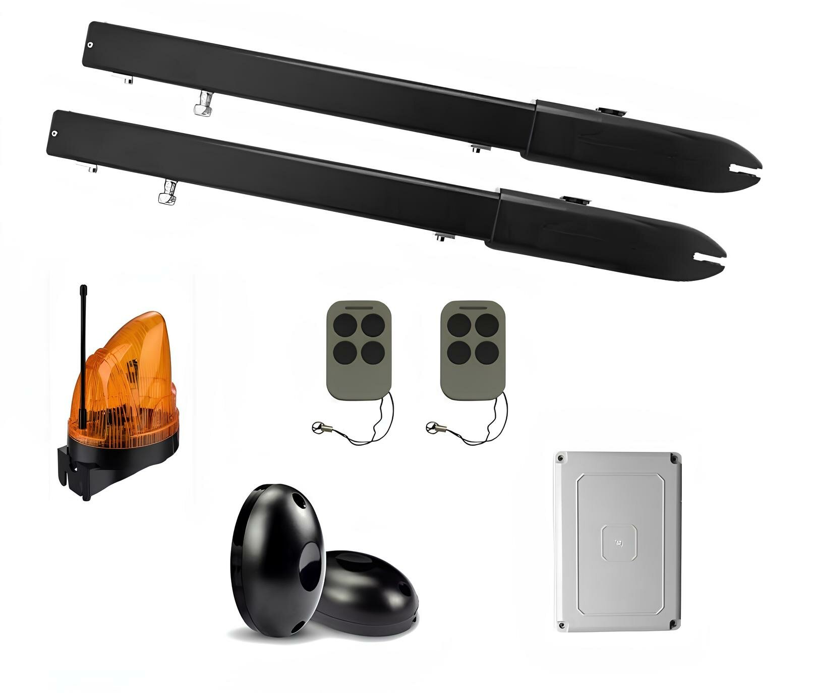 Автоматика для распашных ворот KSW-3000 FULL-1K, комплект: 2 привода, блок управления, 2 пульта, фотоэлементы, лампа