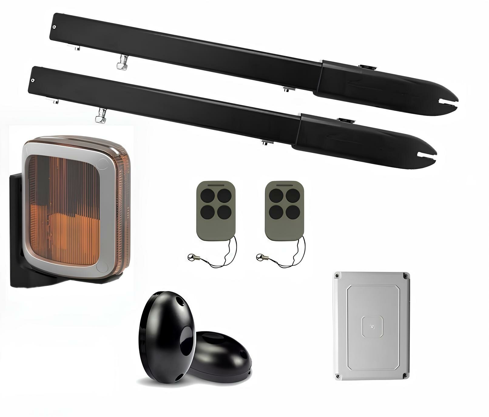 Автоматика для распашных ворот KSW-3000 FULL-2K, комплект: 2 привода, блок управления, 2 пульта, фотоэлементы, лампа