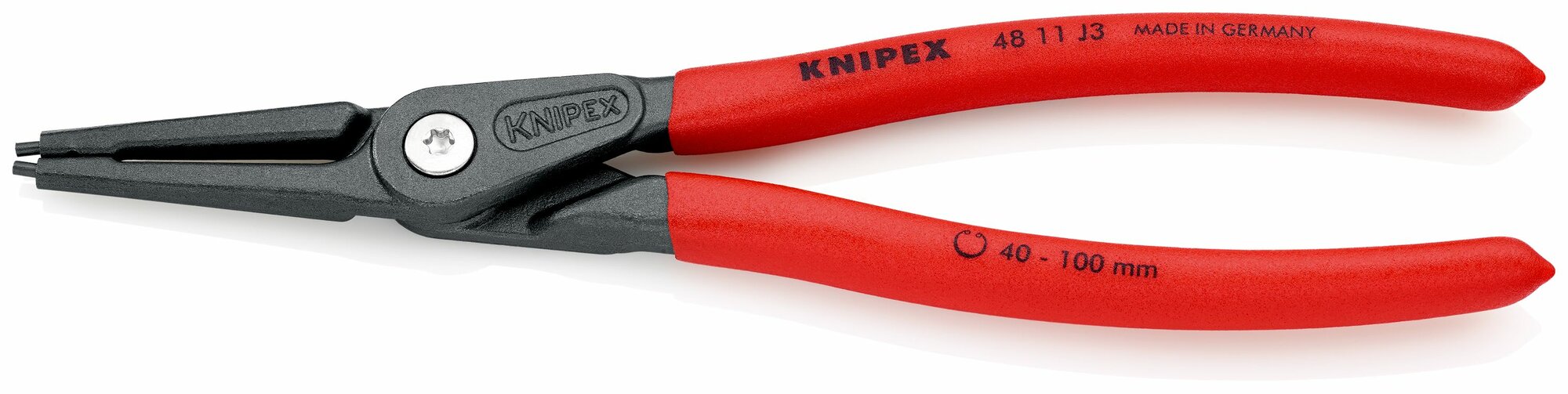 Щипцы KNIPEX прецизионные для внутренних стопорных колец, прямые губки, d 40-100 мм, длина 225 мм KN-4811J3