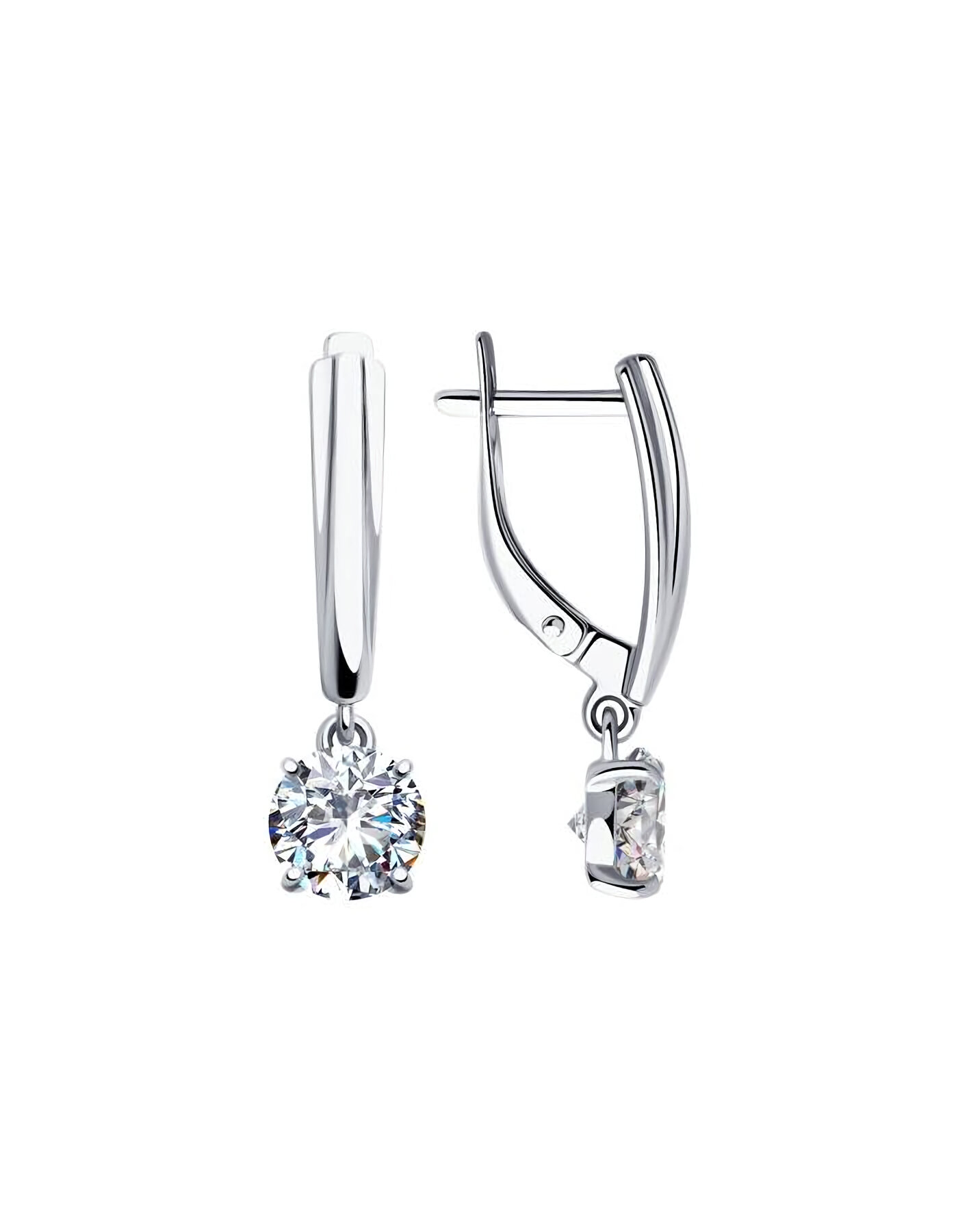 Серьги, серебро, 925 проба, родирование, фианит