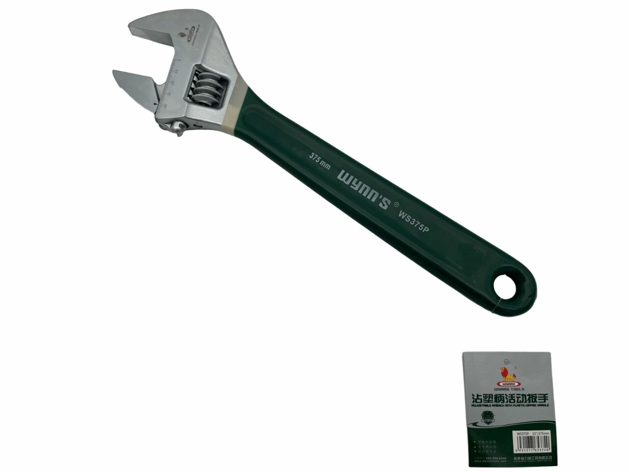 Ключ разводной длиной 375мм ширина зева 40мм с обрезиненной рукояткой арт. WS375P WYNN'S