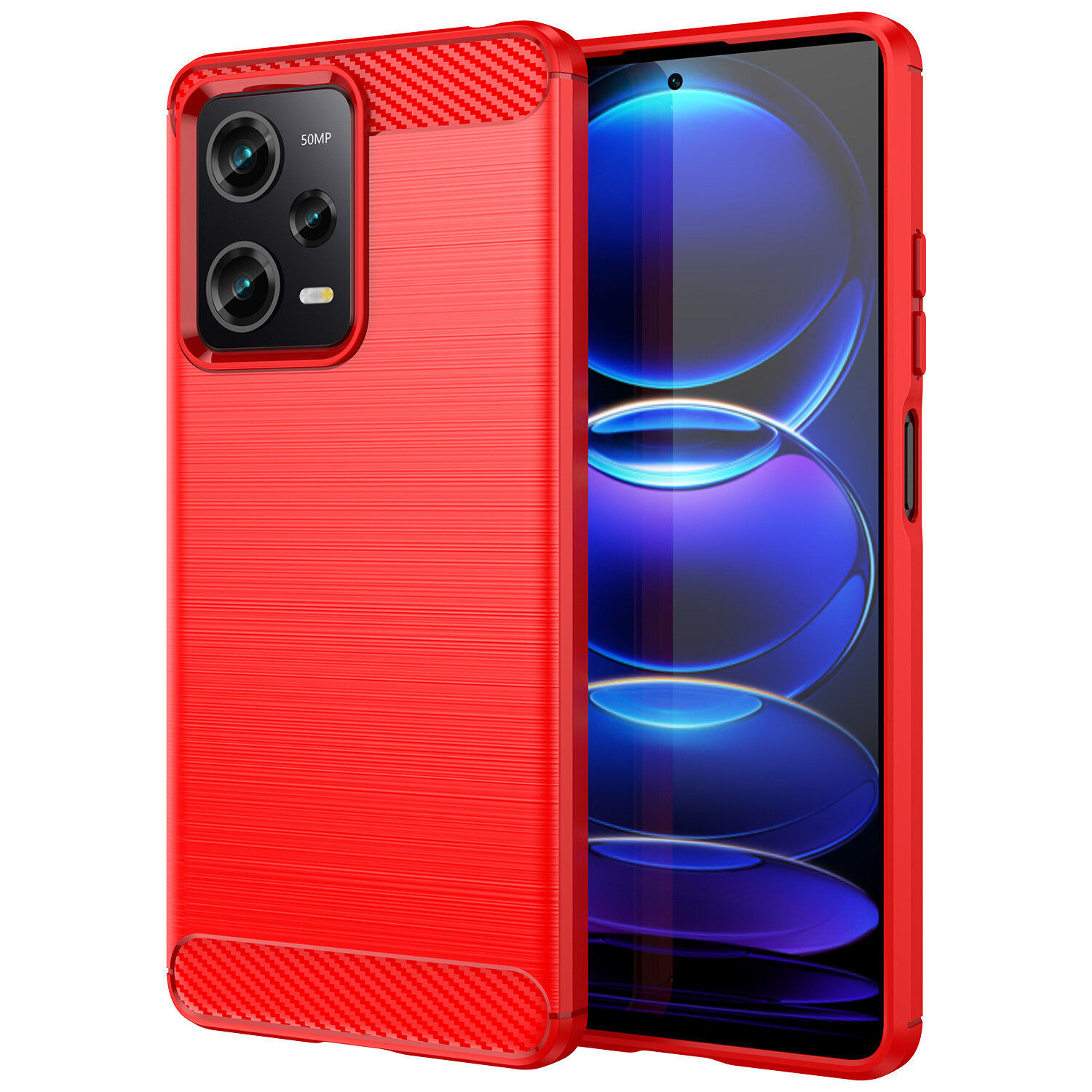 Чехол панель-бампер MyPads Carbon из силикона для Xiaomi Redmi Note 12 Pro / Poco X5 Pro с матовой отделкой под карбон красная