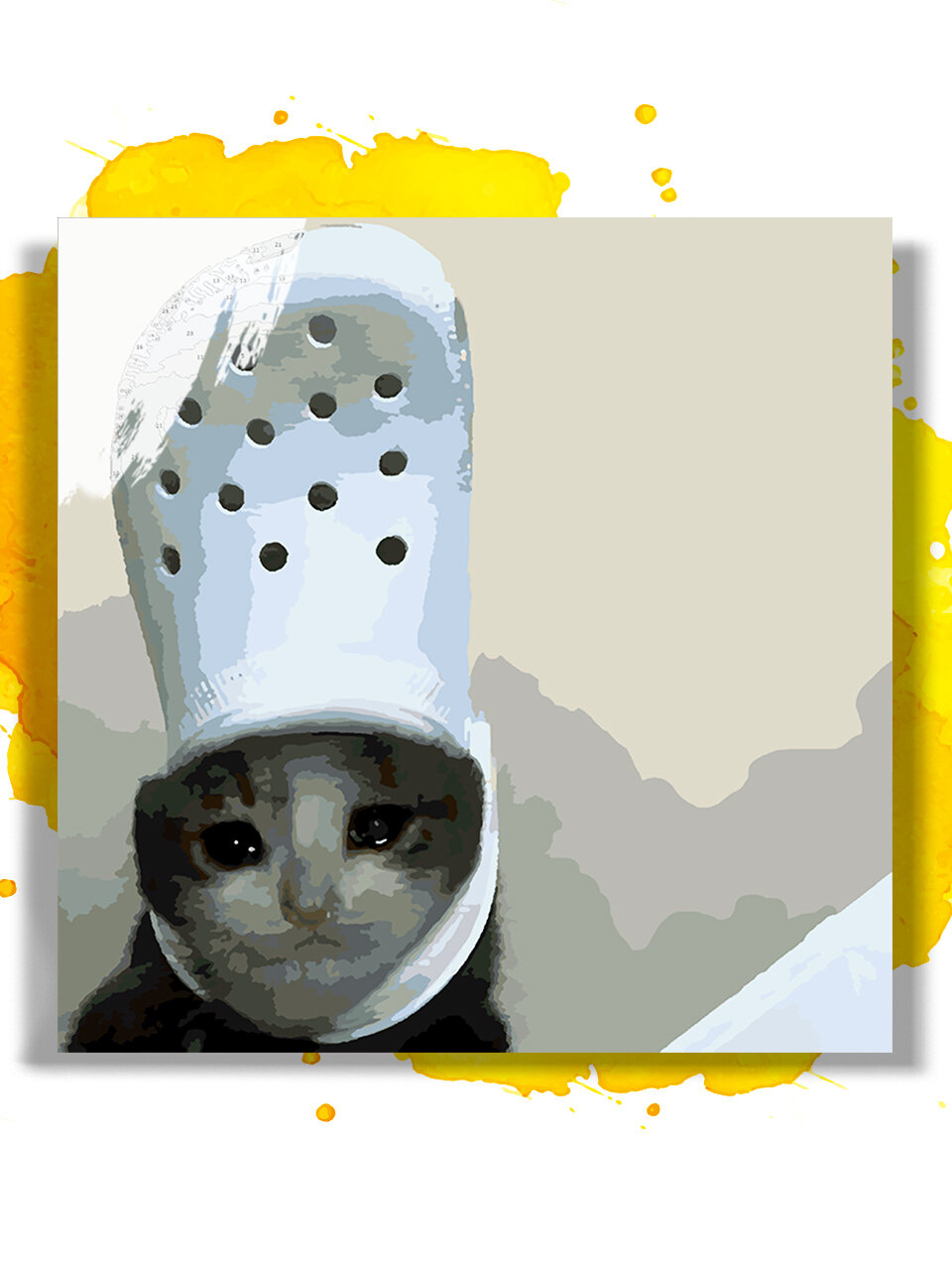 Картина по номерам на холсте Кот с тапком мем, 40 х 40 см