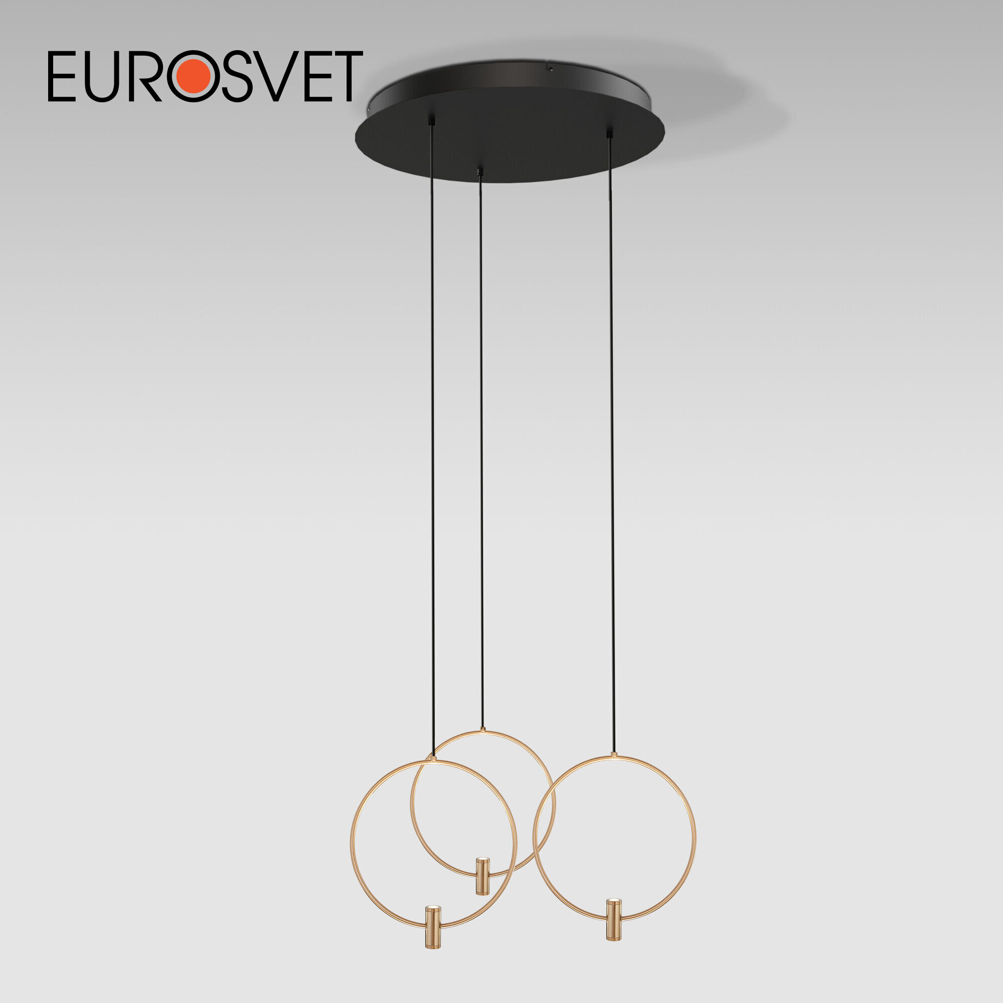 Подвесной светодиодный светильник Eurosvet Layla 50257/3 LED, 18 Вт, 4000К, цвет черный/латунь