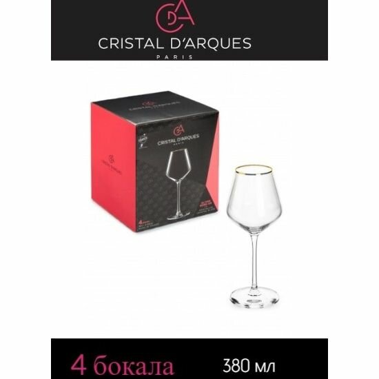 Набор бокалов для вина CRISTAL D'ARQUES ULTIME BORD OR 4шт 380мл P7630