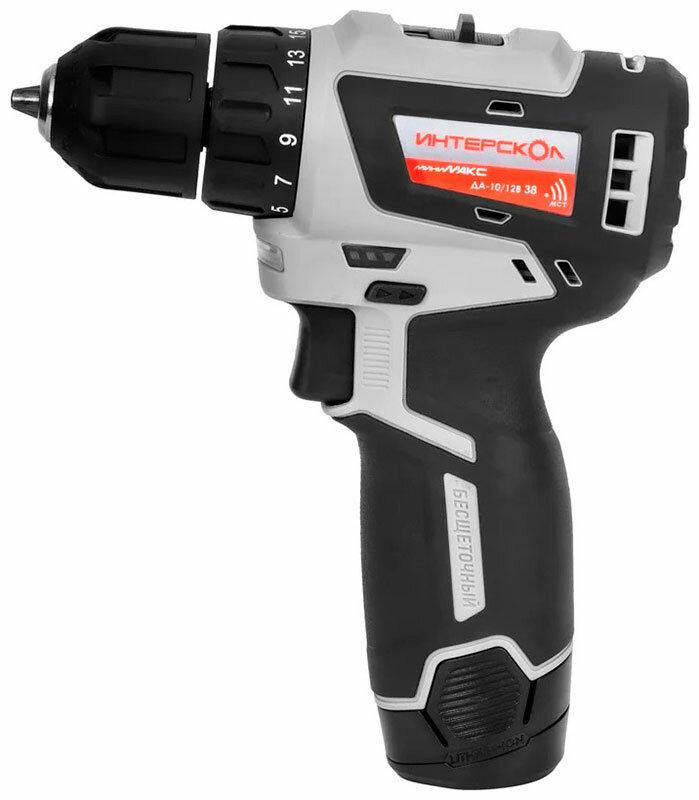 Аккумуляторная бесщеточная дрель-шуруповерт Интерскол ДА-10/12В, 38 (757.3.2.40)