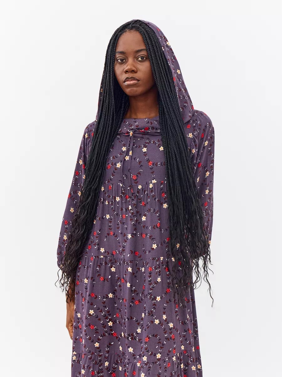 Платье YolKa_Dress Базовая стильная коллекция, размер small, серый, фиолетовый — фото 1
