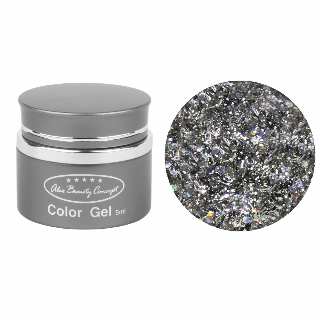 Alex Beauty Concept Гель для ногтей с крупными блестками, 5 мл, цвет серебряный 67601