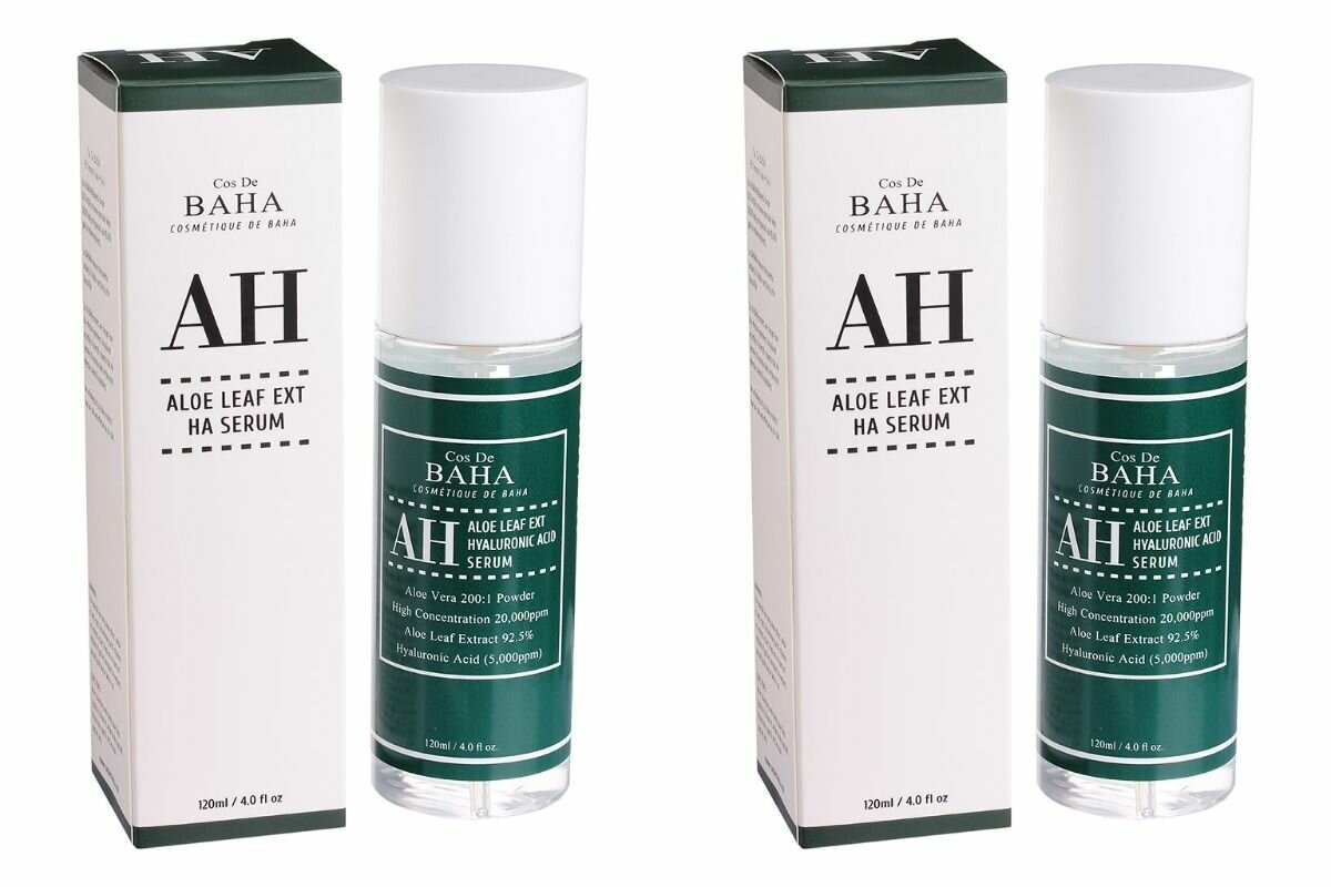 COS DE BAHA Сыворотка для лица концентрированная с алоэ вера Aloe Serum, 120 мл, 2 шт