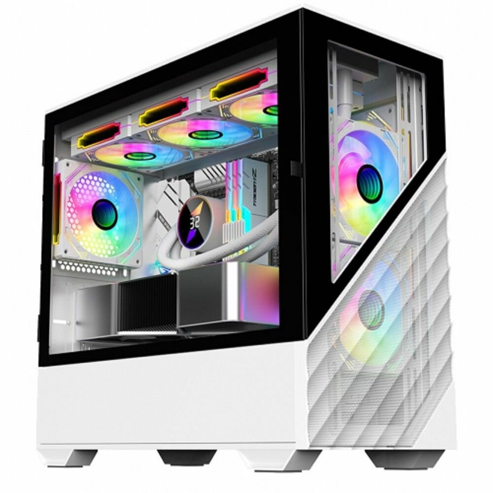 1STPLAYER DK D7 White - mATX - 3x120mm LED fans - D7-WH-3F1-W Компьютерный корпус