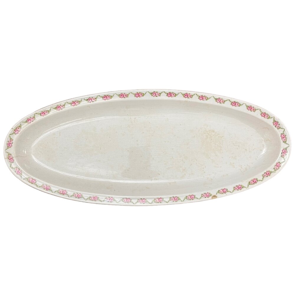 Блюдо для рыбы "Гирлянда", 63*25 см, фарфор, 1889-1917 гг, Т-во Кузнецов М. С, Российская Империя