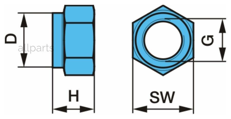 BPW 0326015010 гайка! самоконтрящаяся болта реактивной тяги M30x3.5 H=24 SW46 \BPW, ROR
