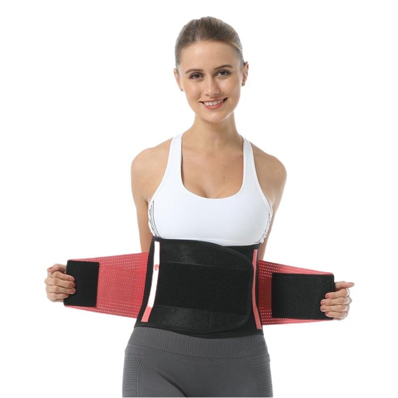 Пояс спортивный, неопрен, для фитнеса, йоги, талии, живота, корсет, розово-красный