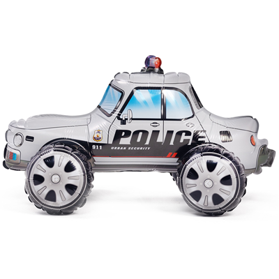 Шар фольгированный ненадутый К фигура для надува воздухом Машина Полиция серая