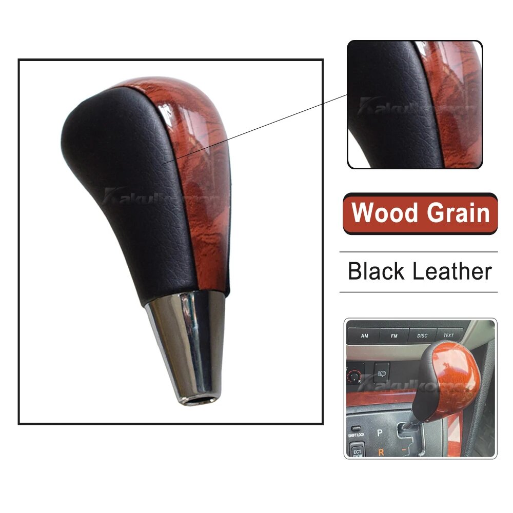 Ручка переключения передач AT, автомобильная ручка рычага переключения передач, Wood Black Leather