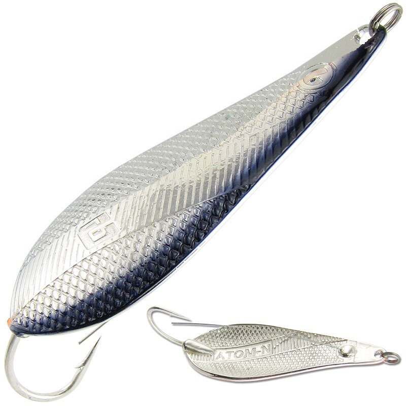 Блесна литьевая из латуни на щуку, покрыта серебром RB Атом -N "незацепляйка" 7гр - 28