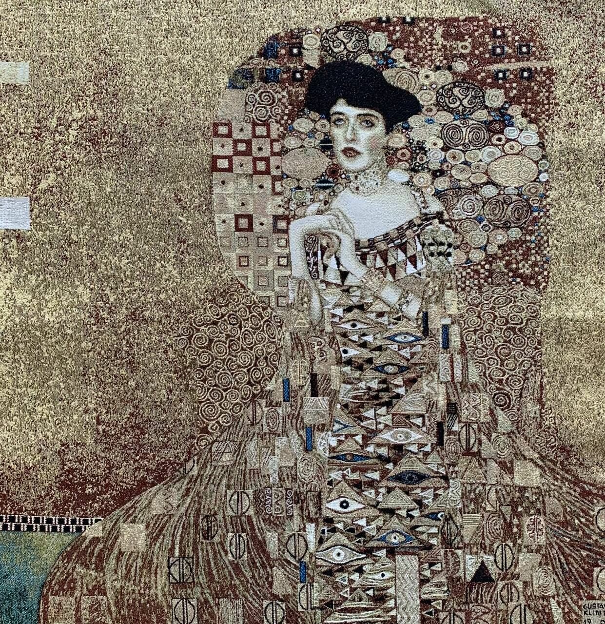 Гобелен, гобелен без рамы с люрексом Густав Климт "Адель" /70х70 см