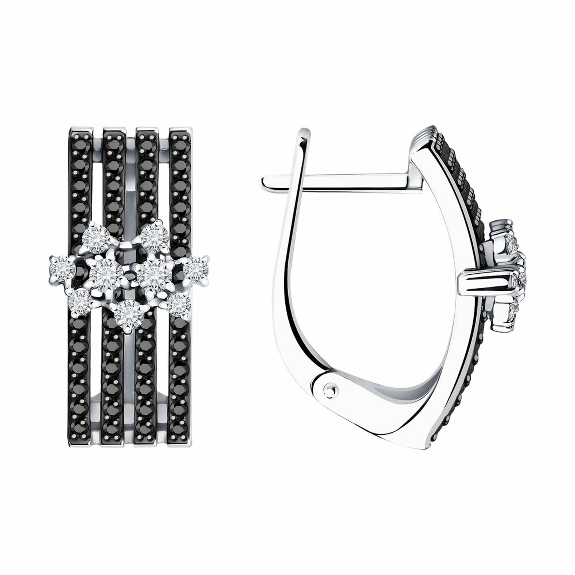 Серьги, белое золото, 585 проба, бриллиант