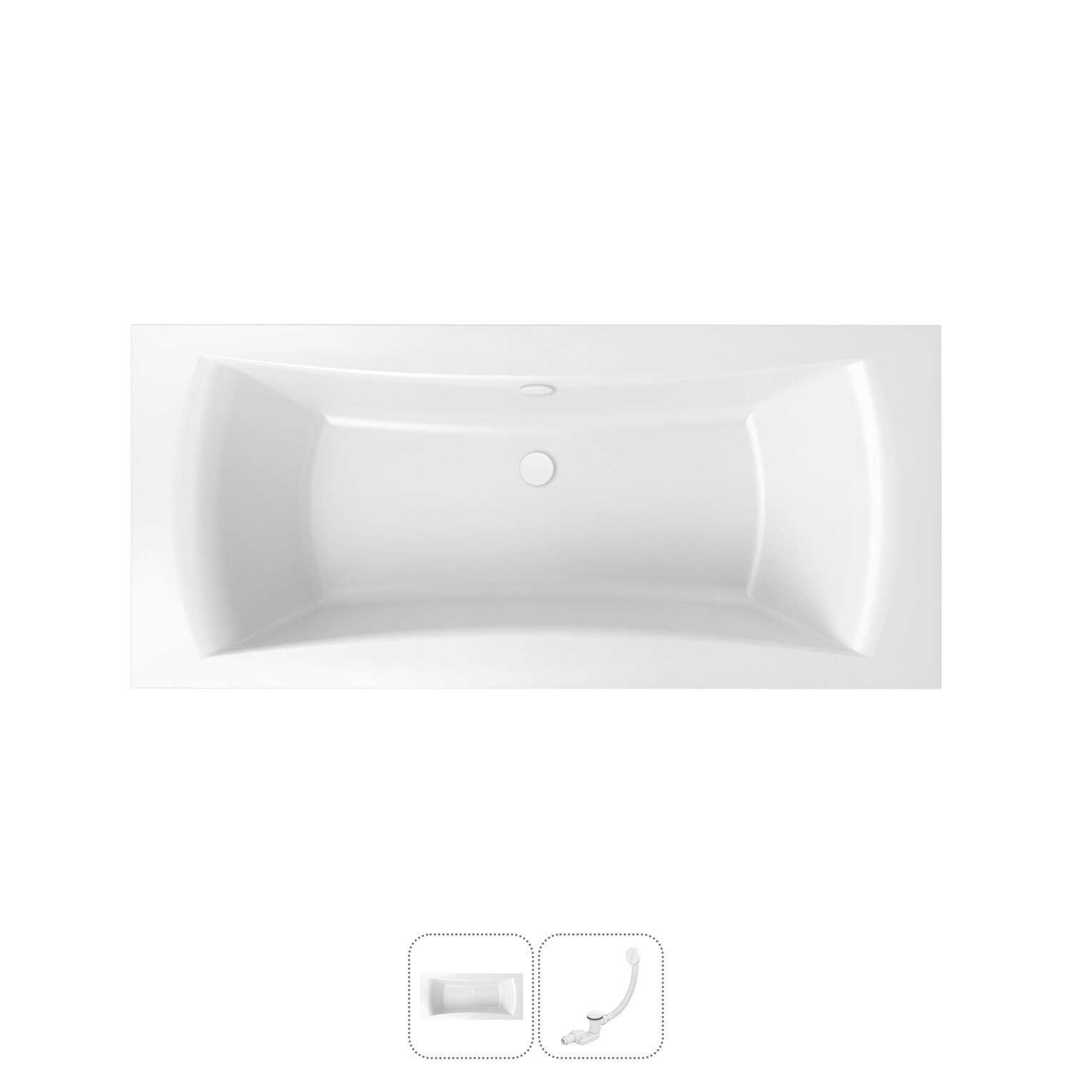 Акриловая ванна 180x80 Lavinia Boho Evan 202010787 в наборе 2 в 1: прямоугольная ванна 180 x 80 см, слив-перелив