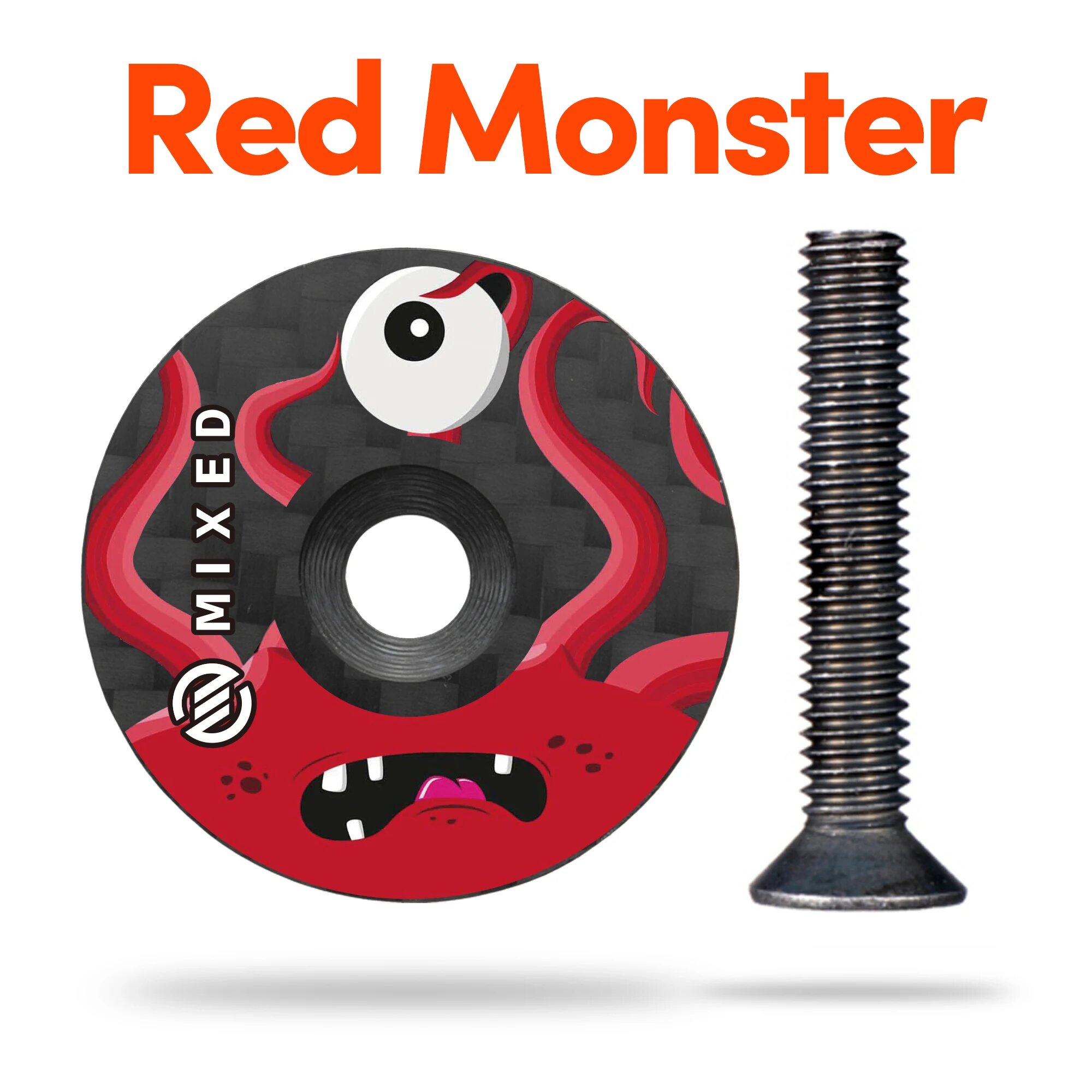 MIXED Углеродные колпачки для выноса руля 32 мм Красный, Red Monster