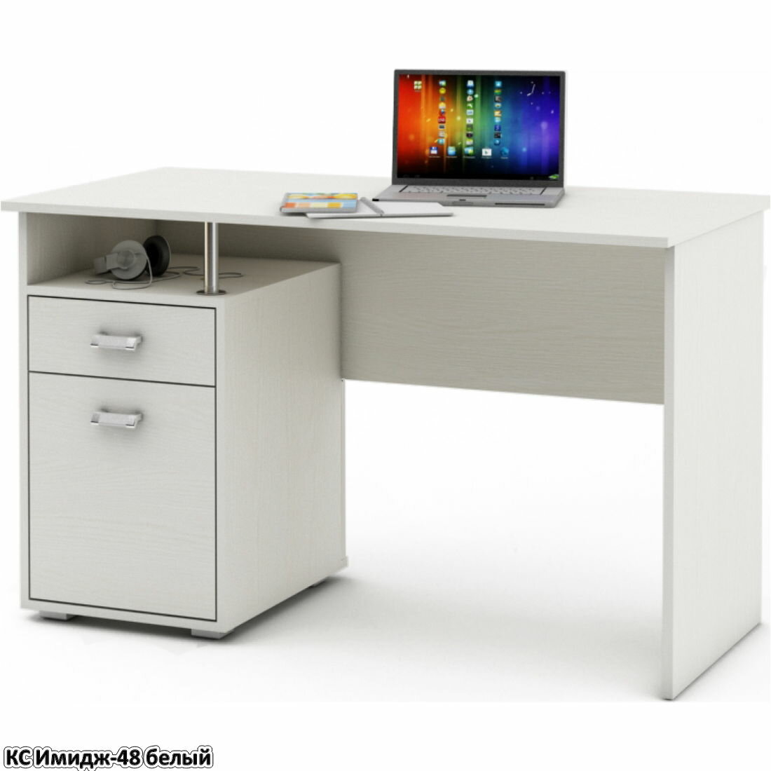 Компьютерный стол Имидж-48 Белый, ЛДСП, МФ Владимир VMF, 120х74,6х60 см.