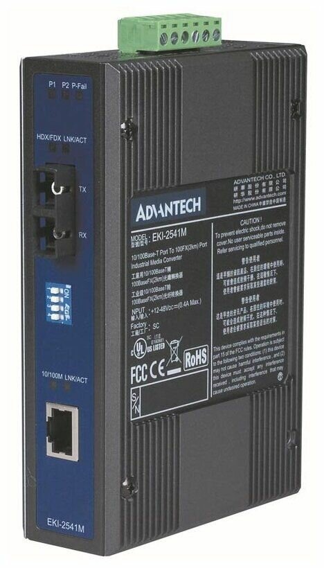 Медиаконвертер Advantech EKI-2541M-AE Интерфейсный модуль 10/100T (X) to SC Multi-Mode Industrial