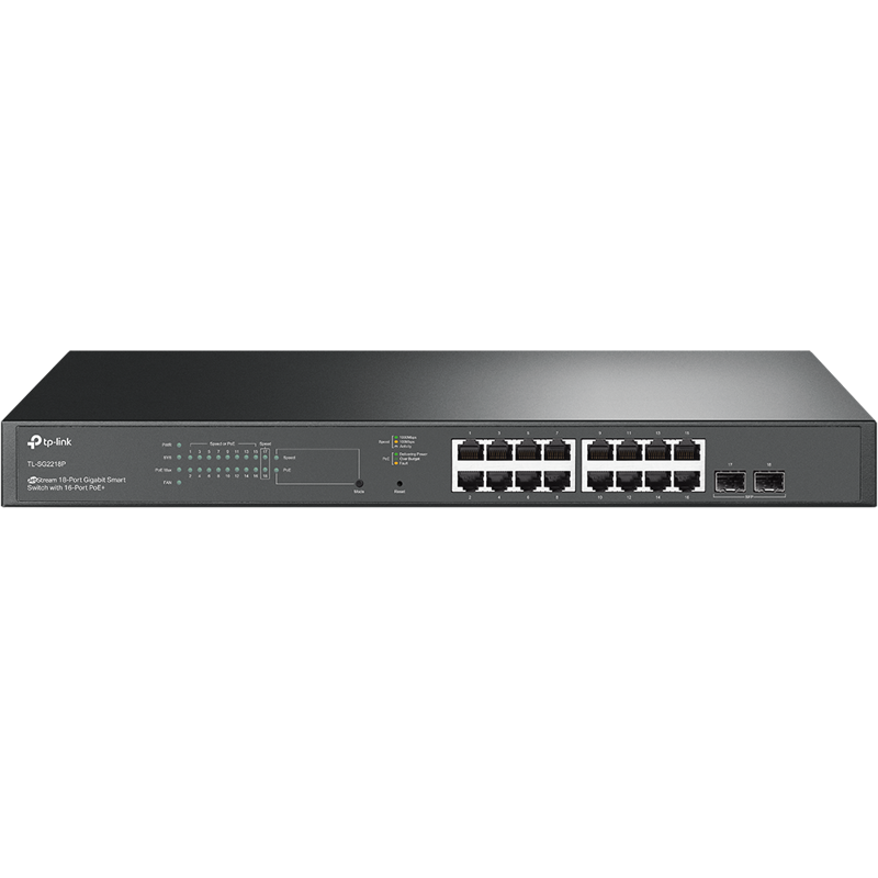 Коммутатор TP-Link SG2218P (L2) 16x1Гбит/с 2SFP 16PoE+ 150