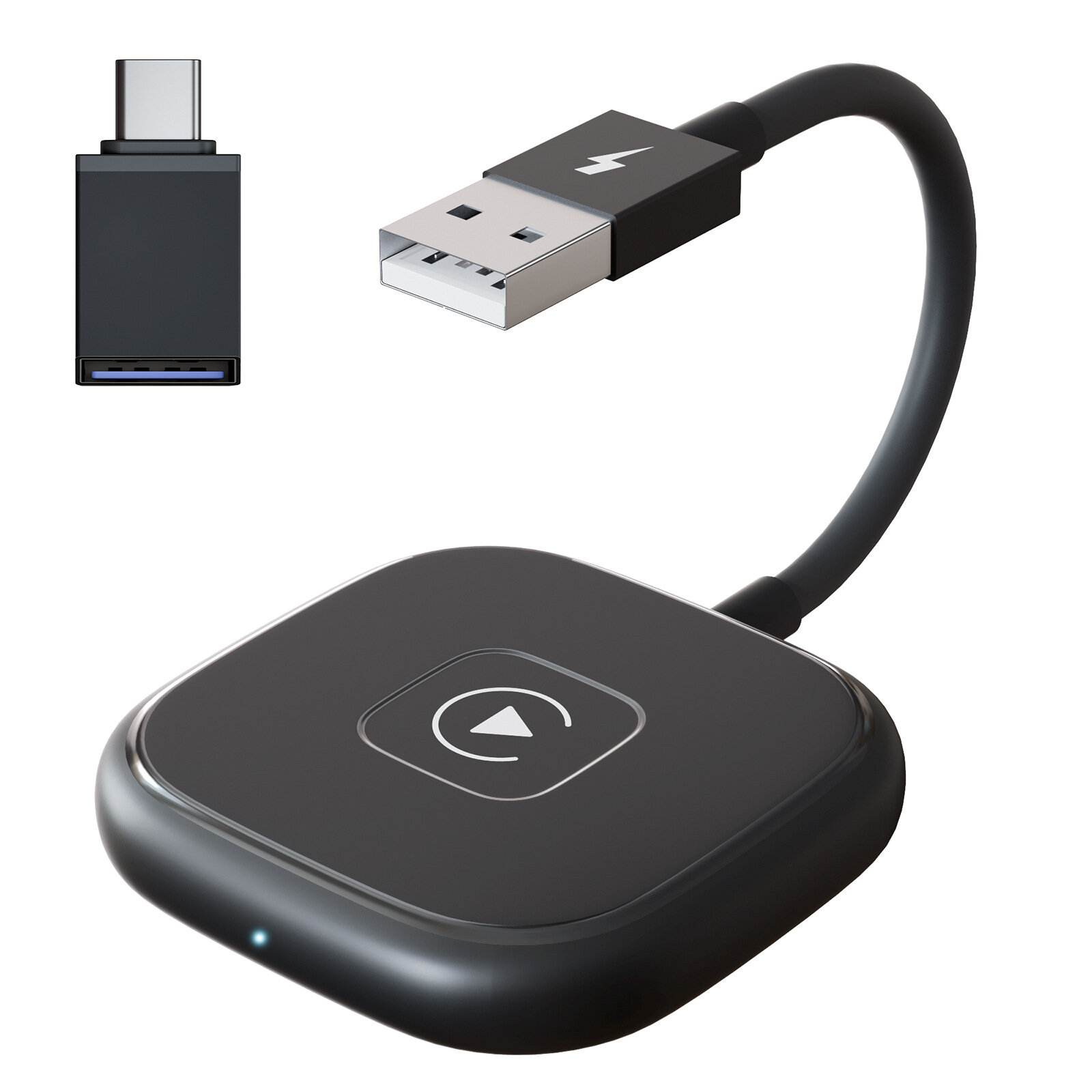 Адаптер Delikawa Apple CarPlay020-4, ABS, Type-C/USB, черный