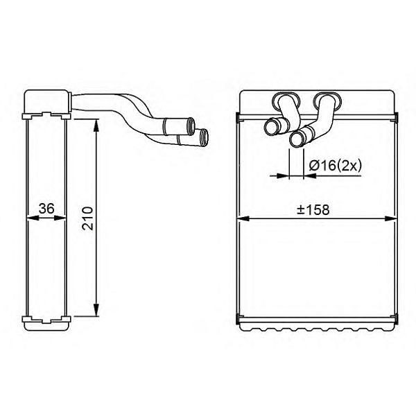 NRF 54289 (970234A000 / 972034A000) радиатор отопителя h1 2.5d 98-