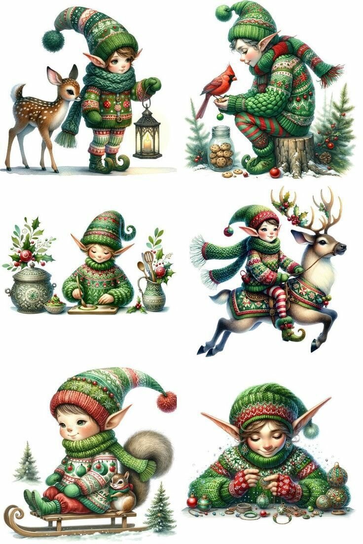 Декупажная карта About Time "Эльфы", А4, зеленая, 21x29,7 см