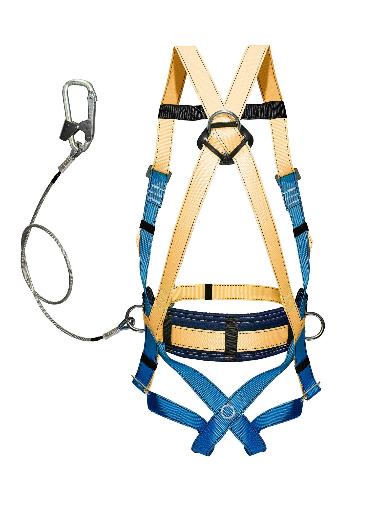 Страховочная пятиточечная привязь УС 2 БЖ, страховочный строп - трос в оплётке ПВХ