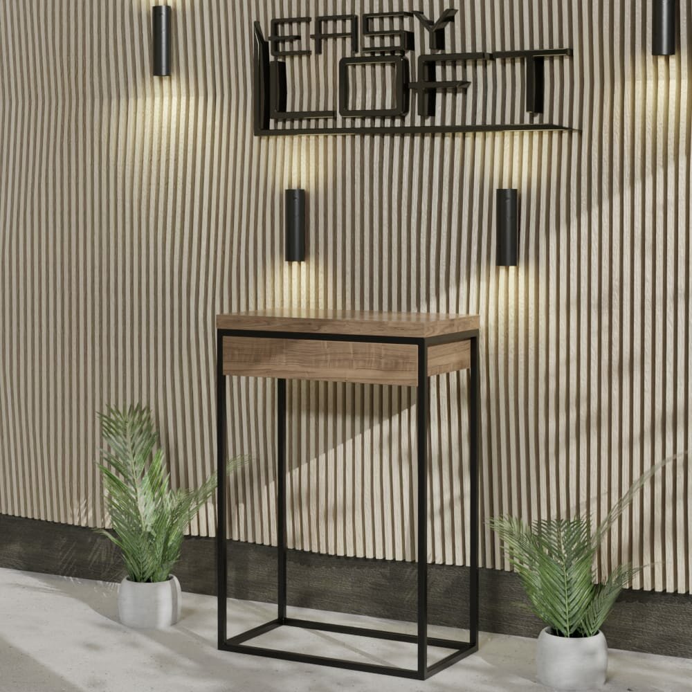 Консоль "EasyLOFT" в стиле лофт из массива хвойных пород, для гостиной, с размерами 60х30х100 см